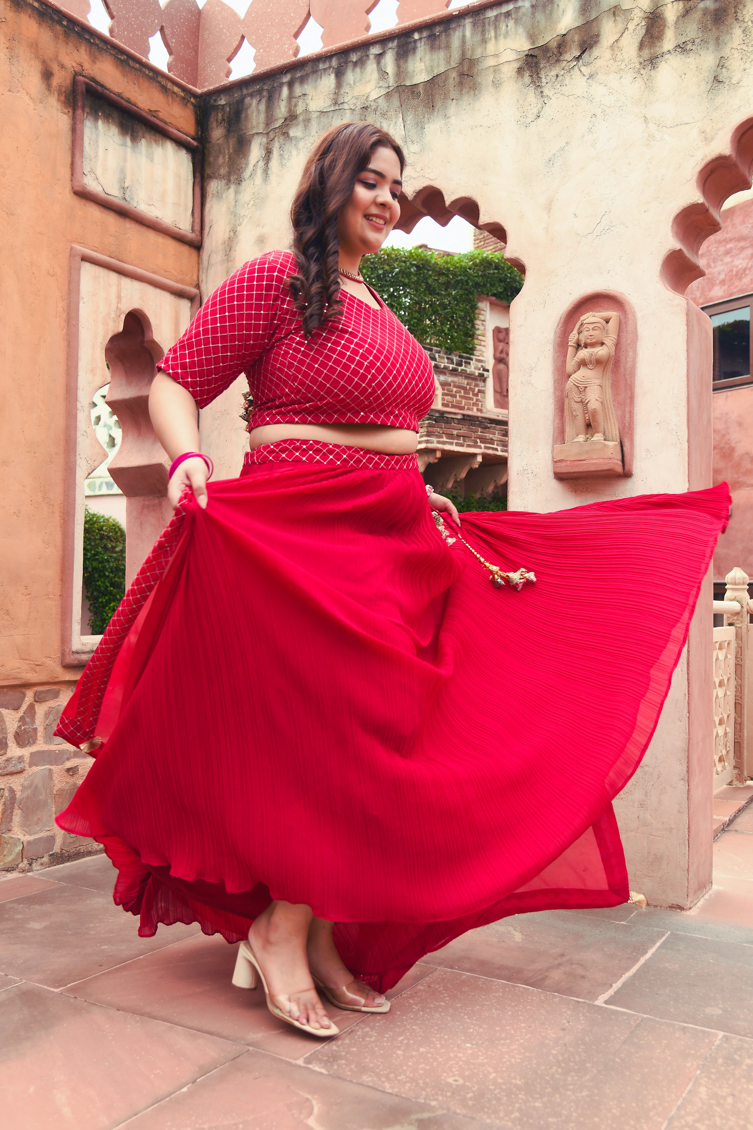 Plus Size Rubious Rani Embroidered Lehenga Choli with Dupatta ...