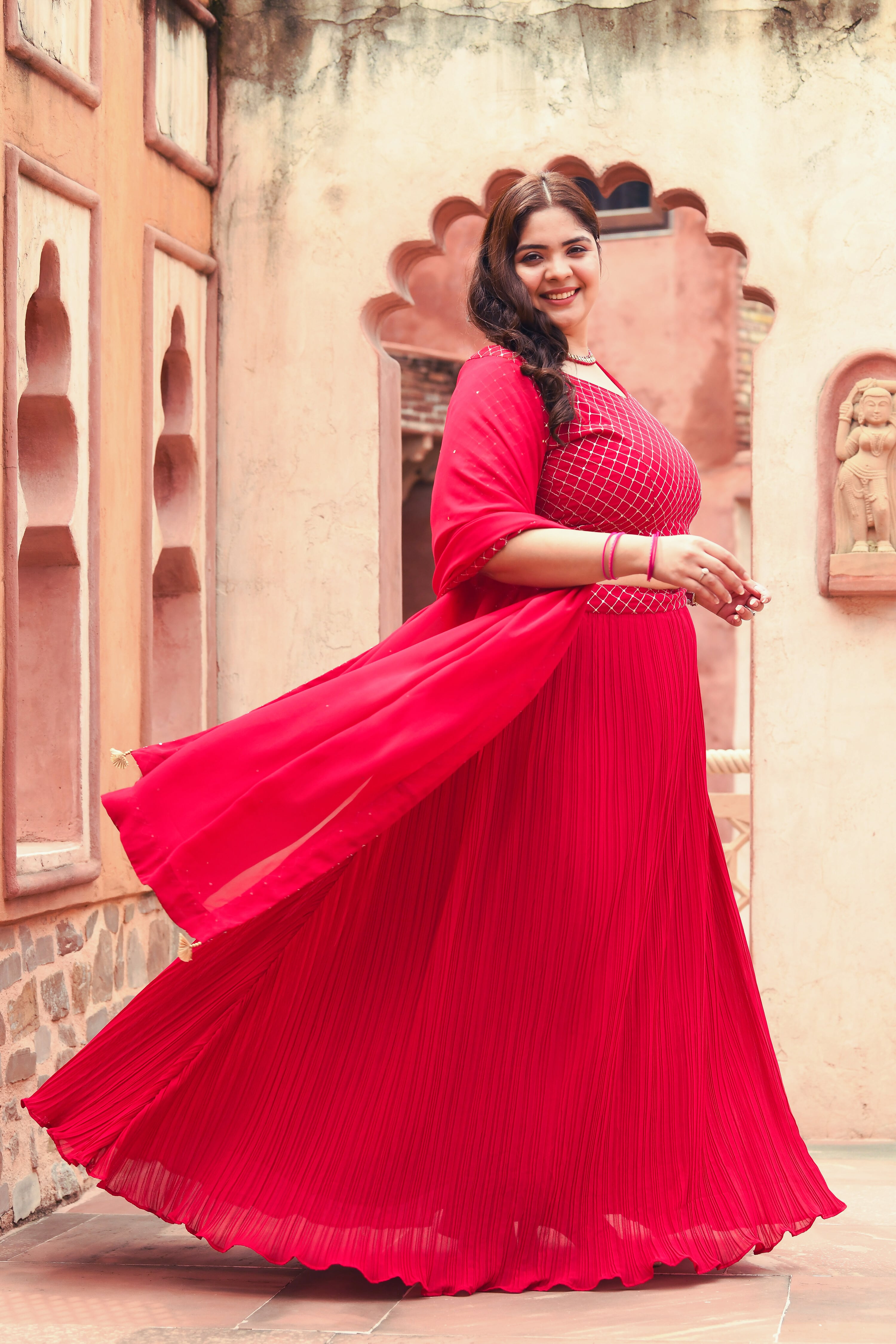 Plus Size Rubious Rani Embroidered Lehenga Choli with Dupatta ...