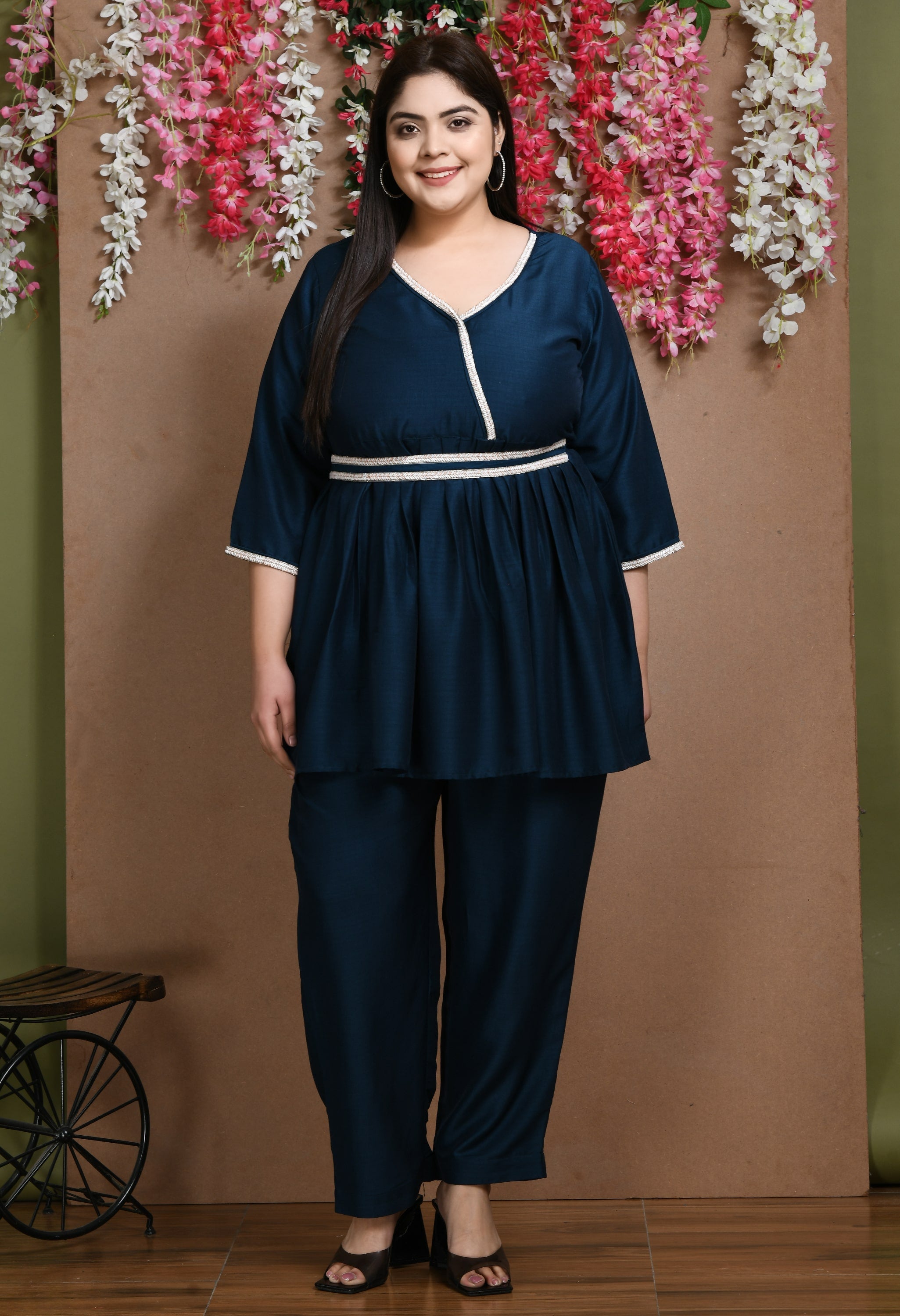 Plus Size Oceanic Teal Pastel Lace Co-ord Set – DESINOOR.COM