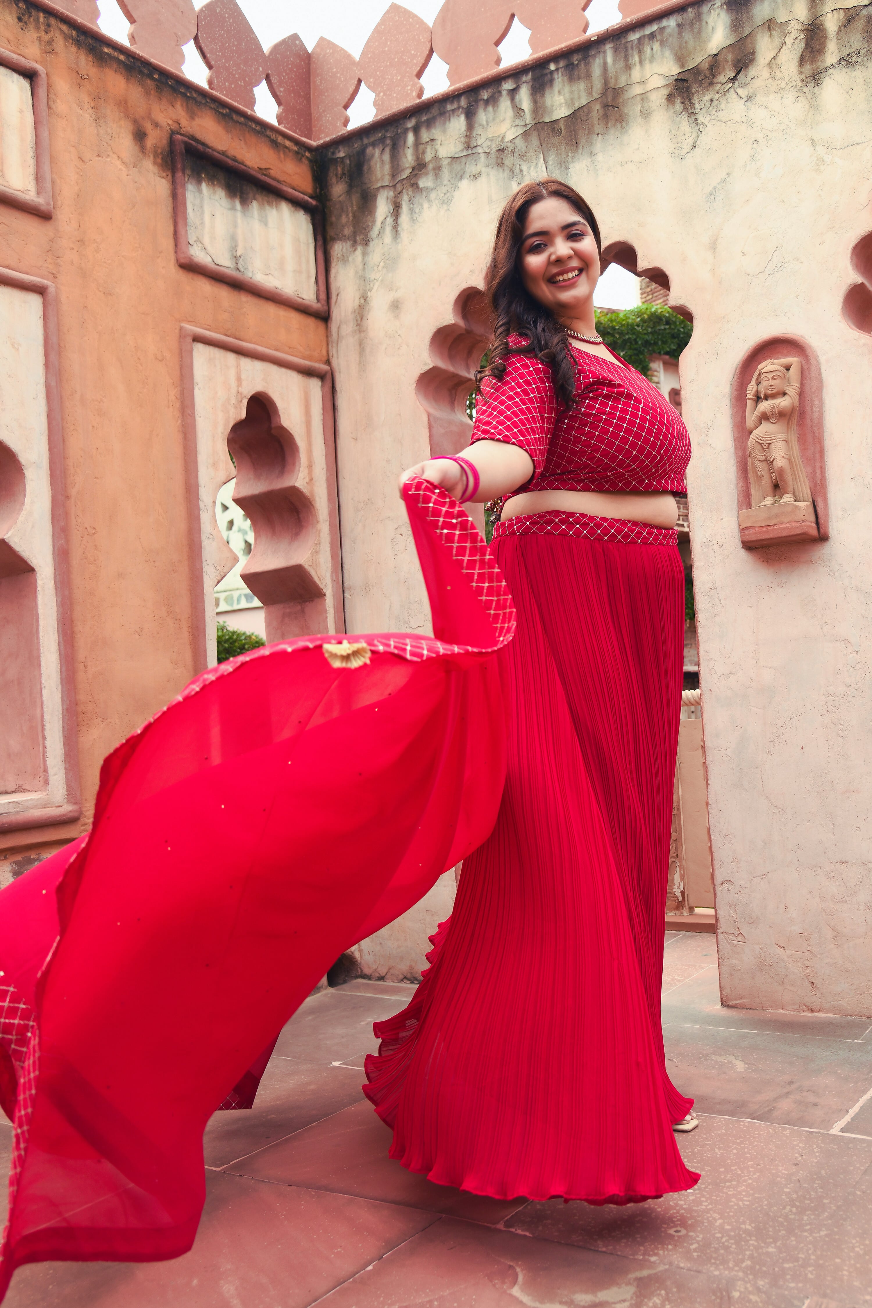 Plus Size Rubious Rani Embroidered Lehenga Choli with Dupatta ...