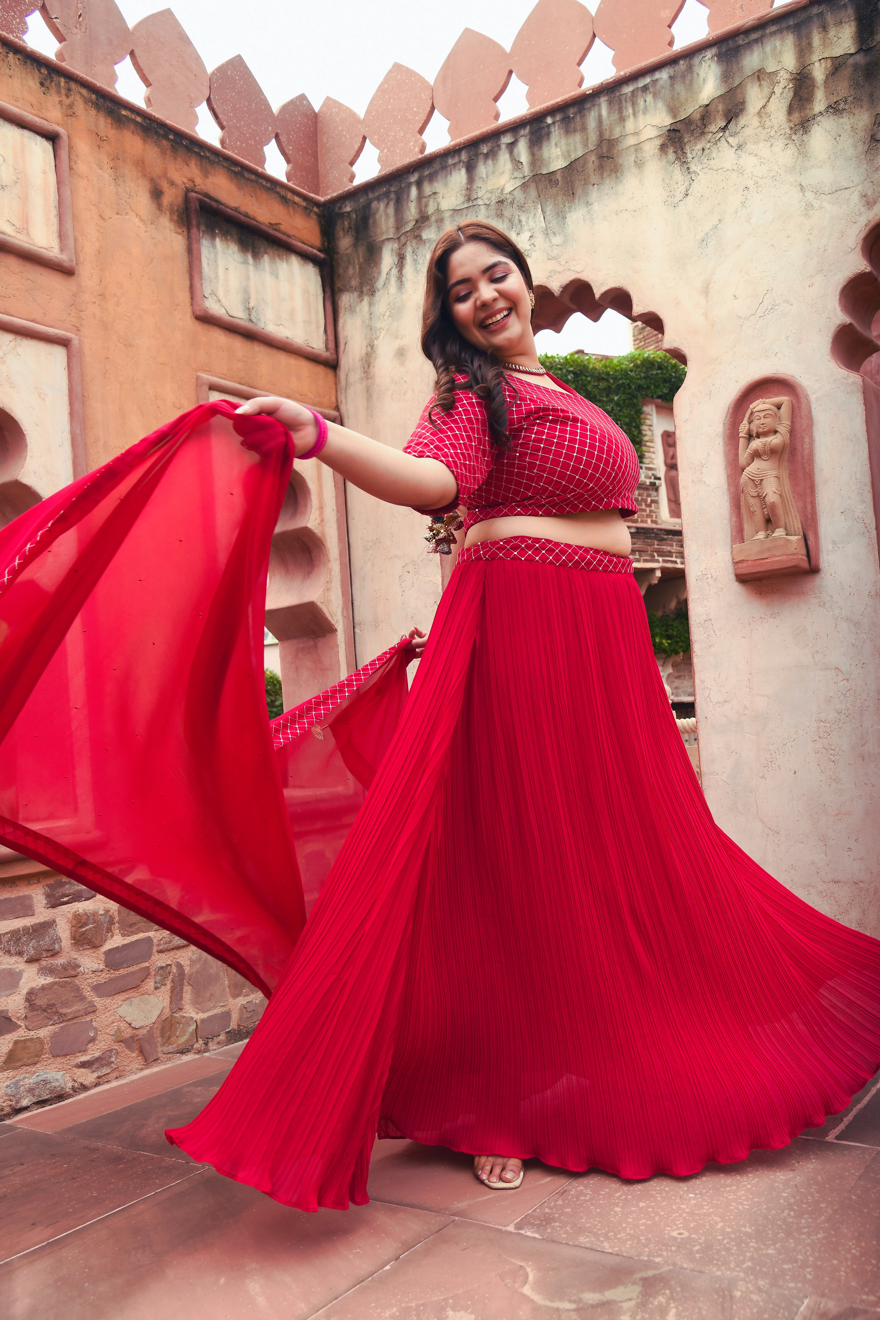 Plus Size Rubious Rani Embroidered Lehenga Choli with Dupatta ...